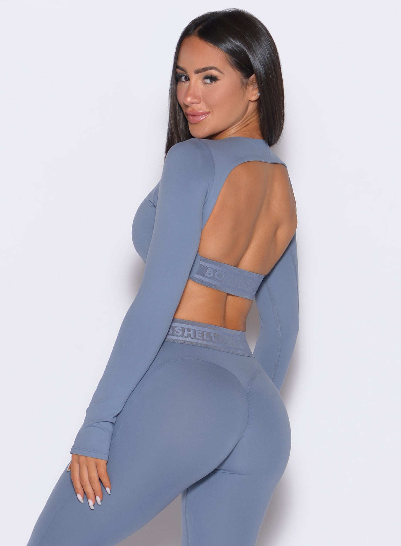 Dark Gray Fit Crop Scoop Neck Pullover Top | Bombshell Sportswear