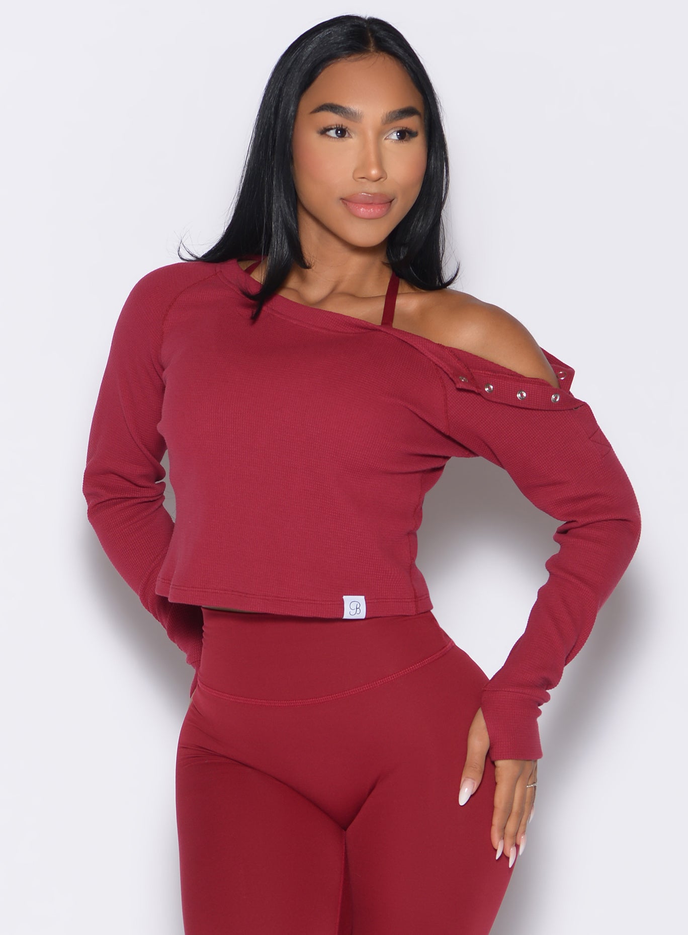 Red Waffle Knit Boat Neck Sweater | Bombshell Sportswear