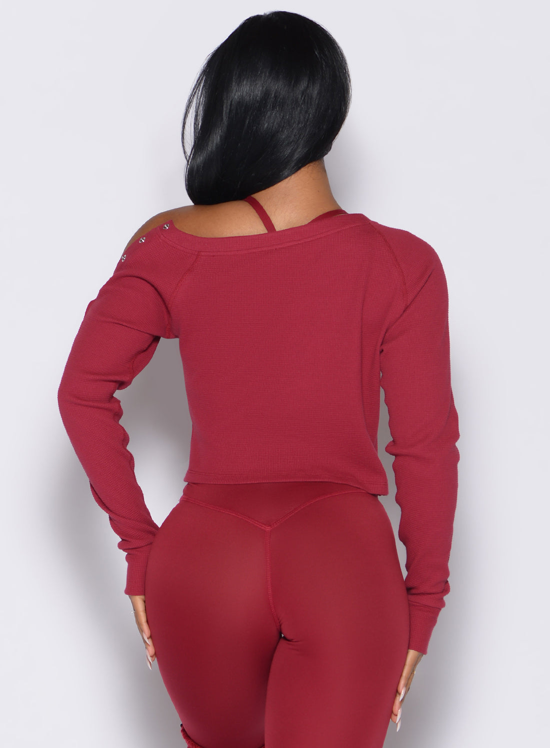 Red Waffle Knit Boat Neck Sweater | Bombshell Sportswear