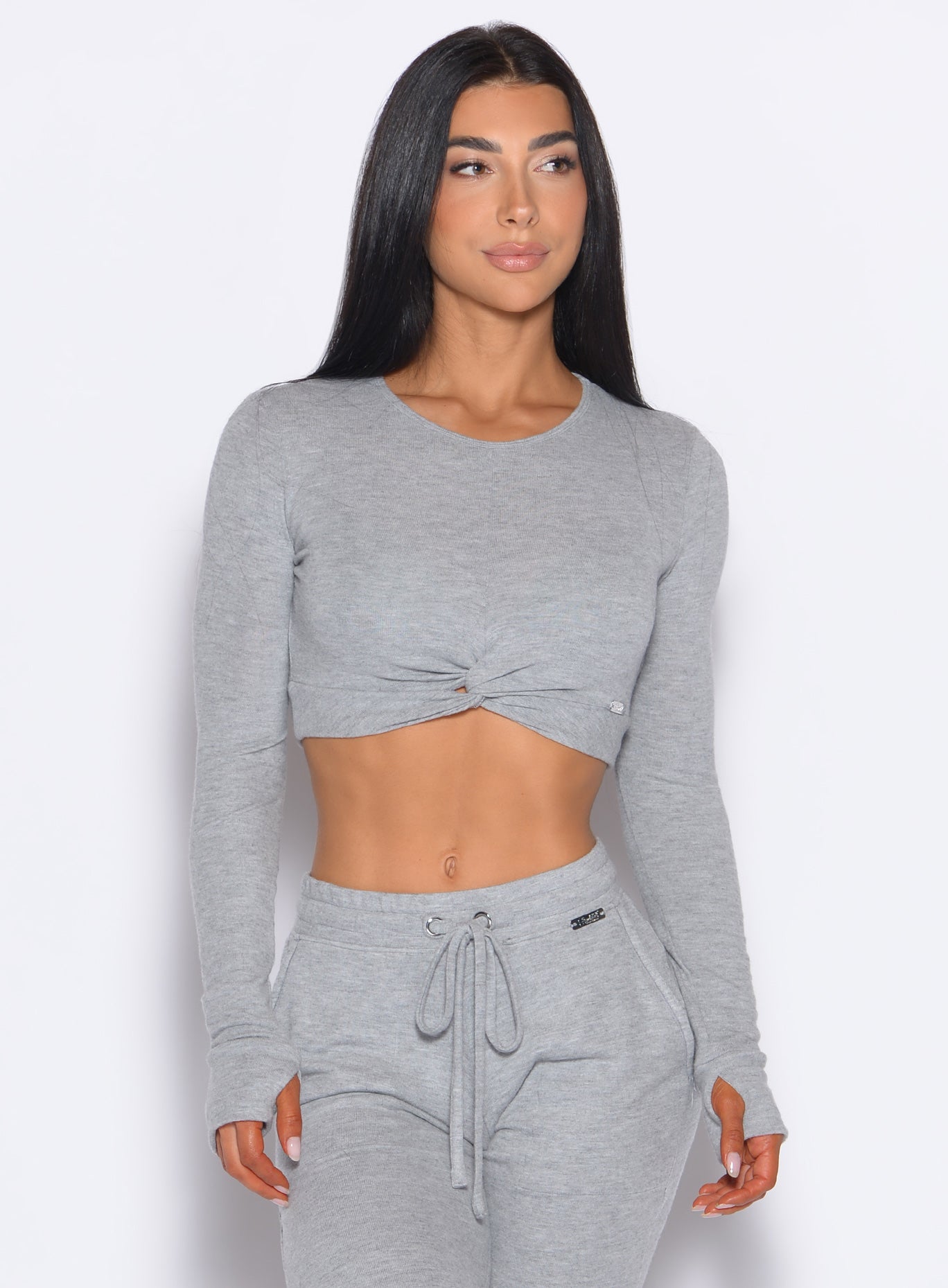 Light Gray Cropped Lightweight Sweater | Bombshell Sportswear
