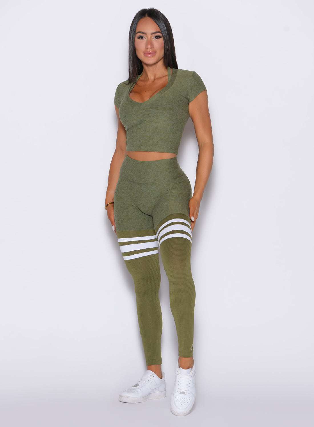 Green Thigh Highs | Olive Green Leggings | Bombshell Sportswear