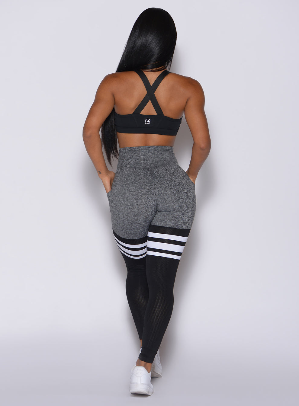 Scrunch Thigh-Highs | Gray/Black | Bombshell Sportswear
