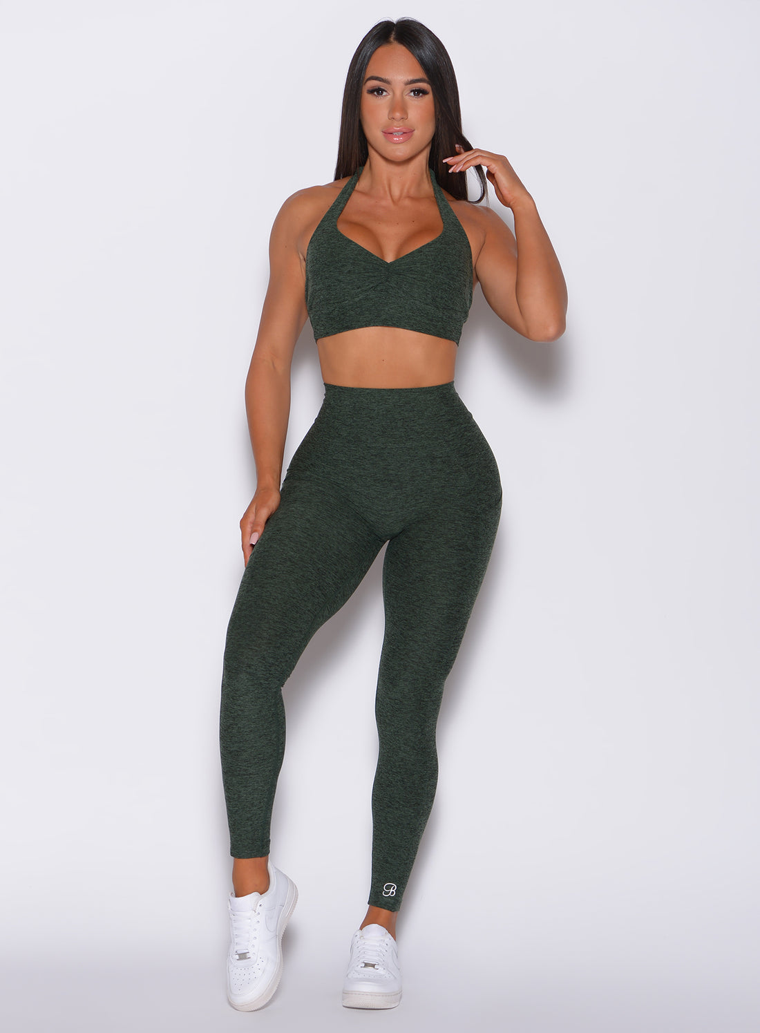 V Back Leggings | Hunter Green | Bombshell Sportswear