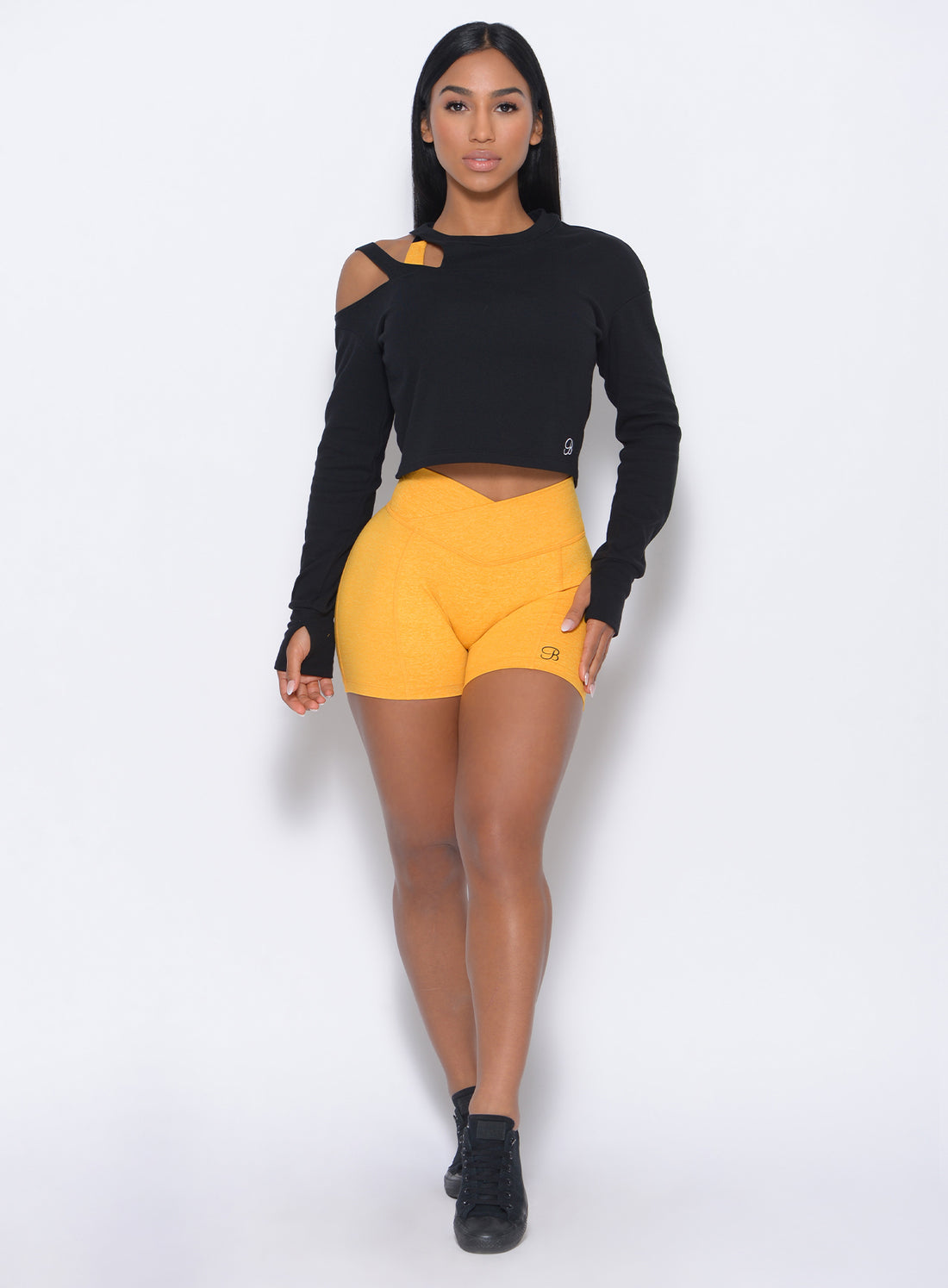 Yellow High-Waisted Mini Shorts | Bombshell Sportswear